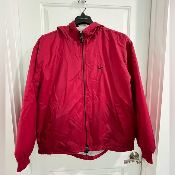 Nike | Jackets & Coats | Nike Red Hooded Lined Jacket | Poshmark